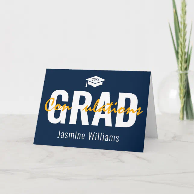 Blue Yellow White Congradulations Graduate Card | Zazzle