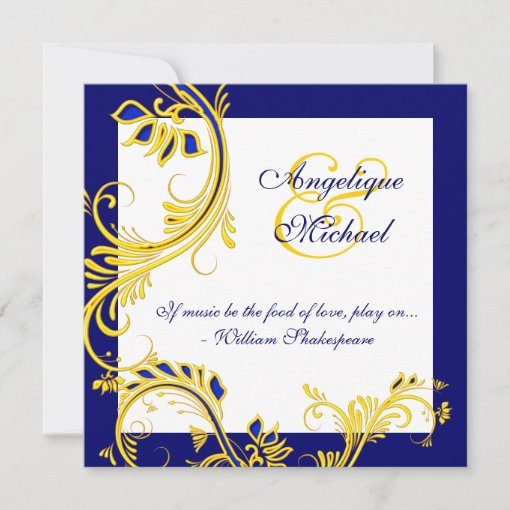Blue yellow white wedding anniversary elegant invitation | Zazzle