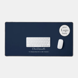 Blue Your Logo Name Business Desk Mat | Zazzle