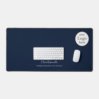 Blue Your Logo Name Business Desk Mat | Zazzle