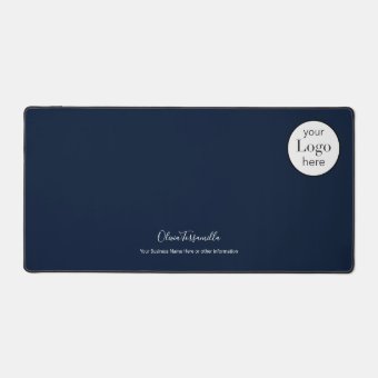 Blue Your Logo Name Business Desk Mat | Zazzle