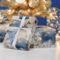 Blue Yuletide Fantasy Wrapping Paper | Zazzle