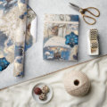 Blue Yuletide Fantasy Wrapping Paper | Zazzle