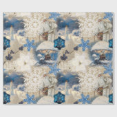 Blue Yuletide Fantasy Wrapping Paper | Zazzle