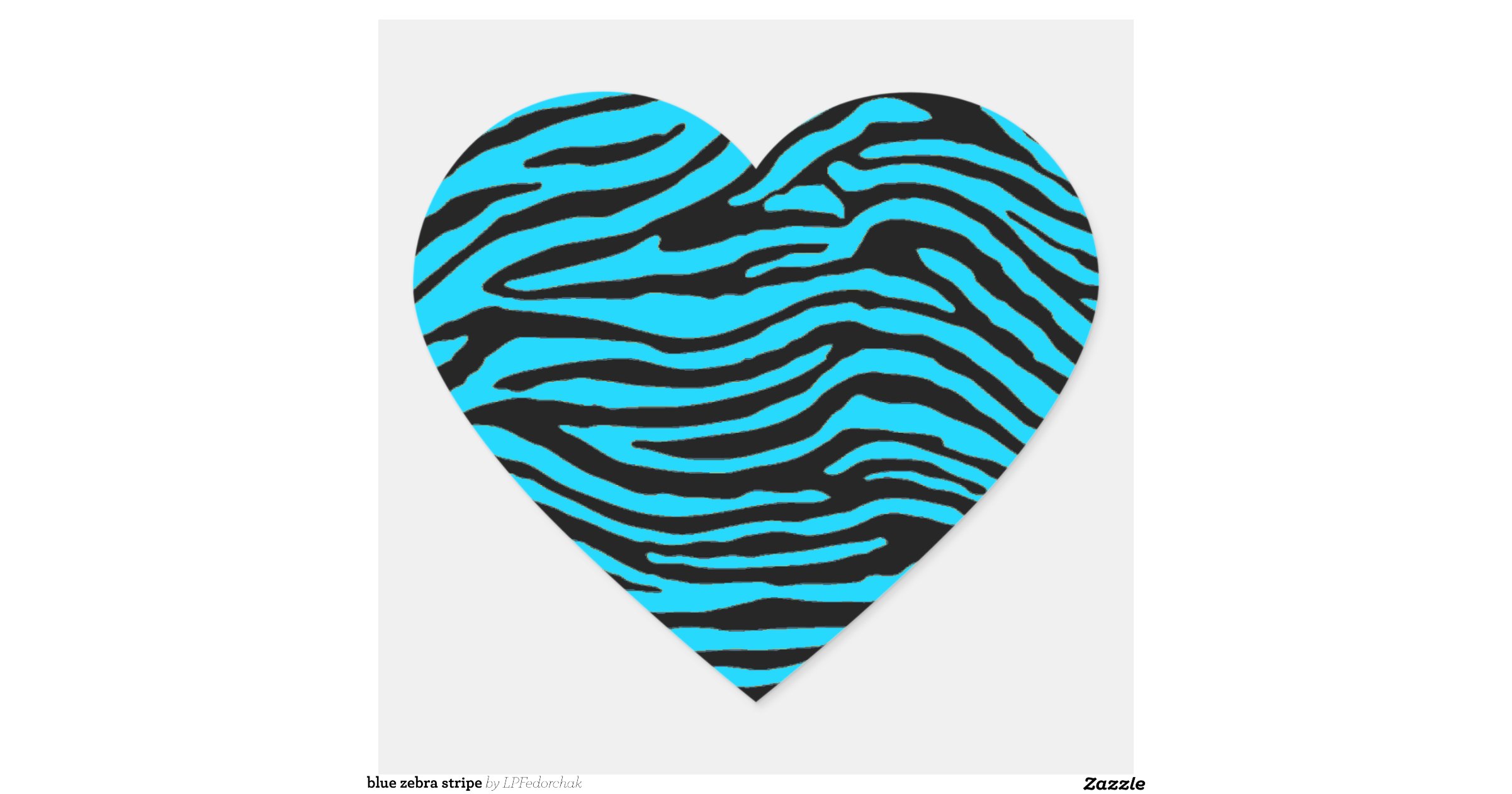 blue zebra stripe heart sticker | Zazzle