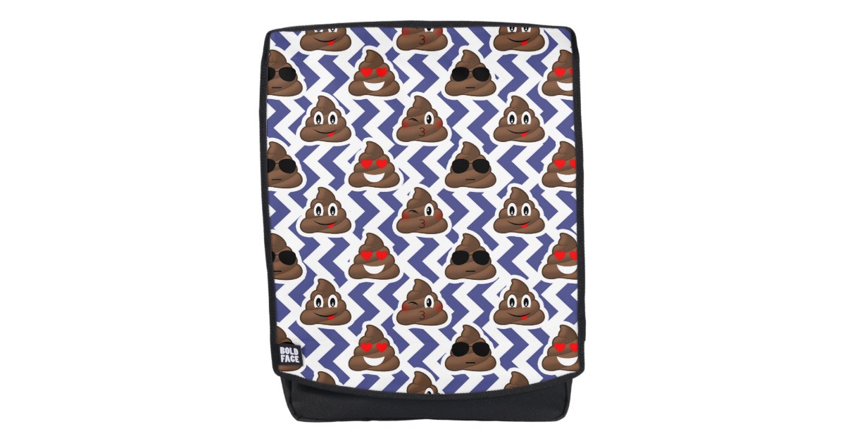 Blue Zig Zag Emoji Poop Backpack Bag | Zazzle