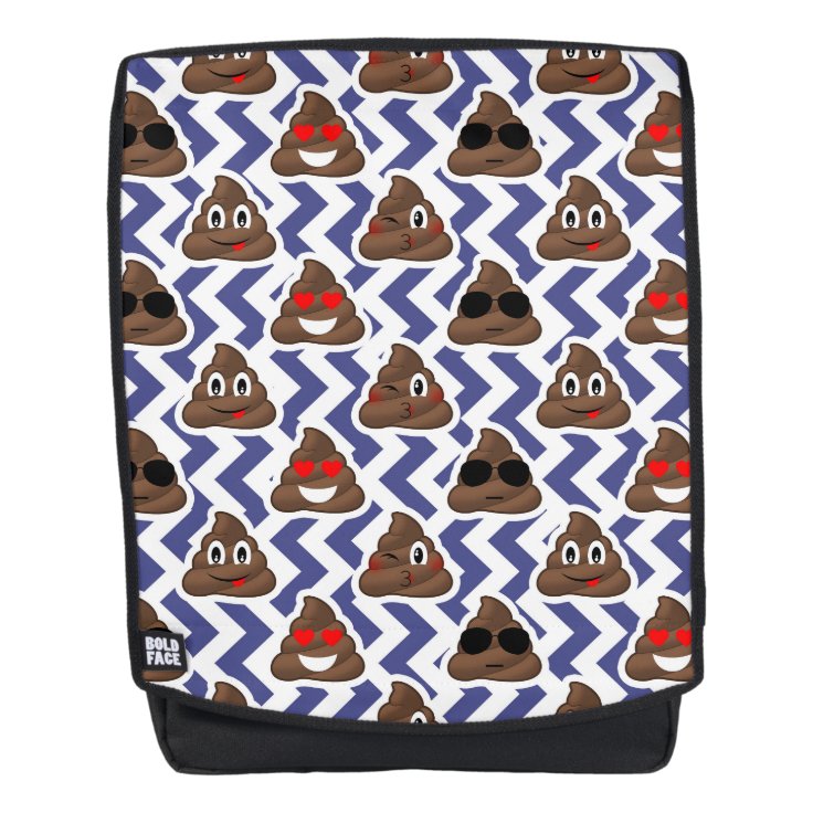 Blue Zig Zag Emoji Poop Backpack Bag | Zazzle