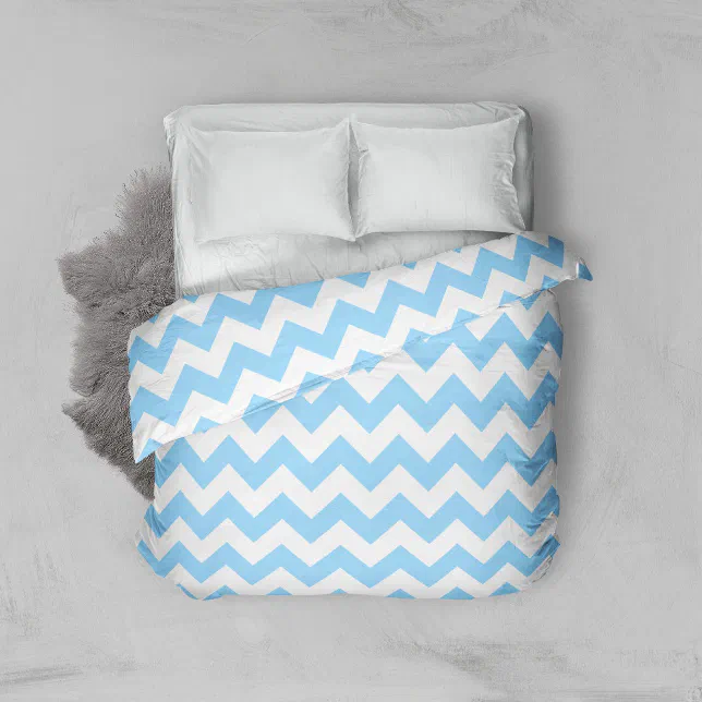 Blue Zigzag, Blue Chevron, Geometric Pattern Duvet Cover | Zazzle