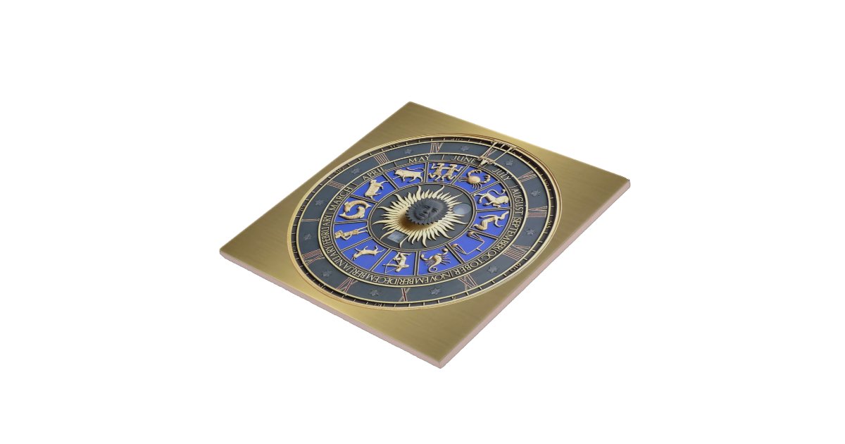 Blue Zodiac Wheel Tile | Zazzle
