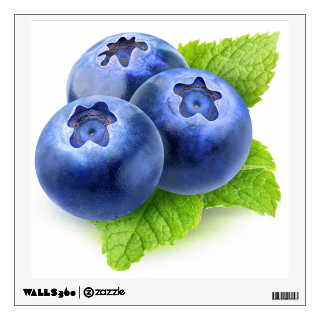 Blueberries and mint wall sticker | Zazzle