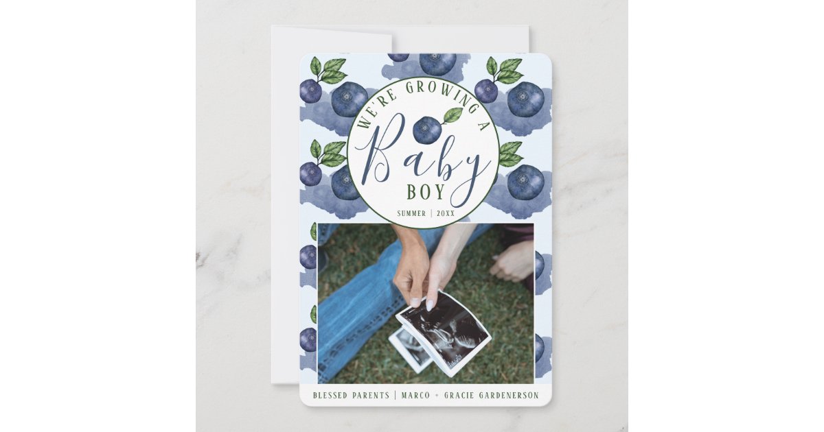 Blueberries Baby Boy Pregnancy Invitation | Zazzle
