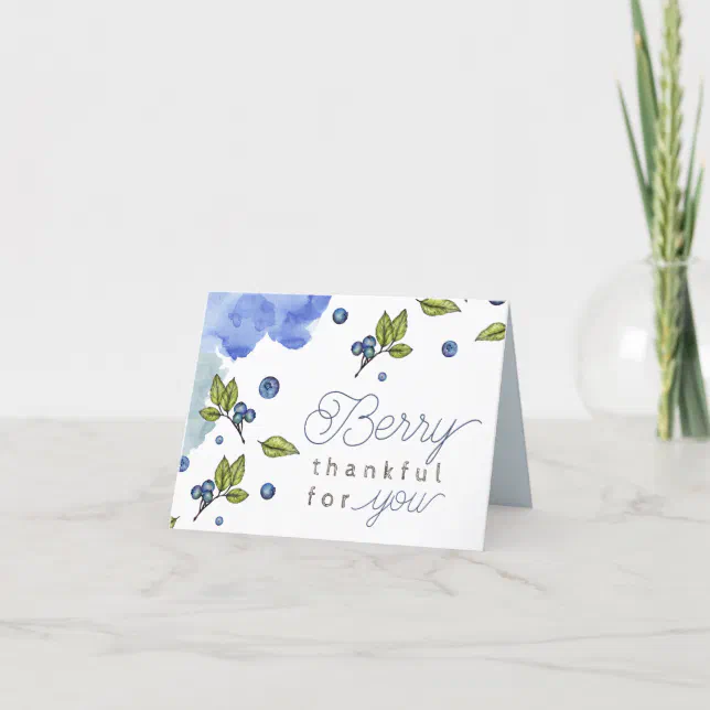 Blueberries Berry Thankful for You Thank You Card | Zazzle