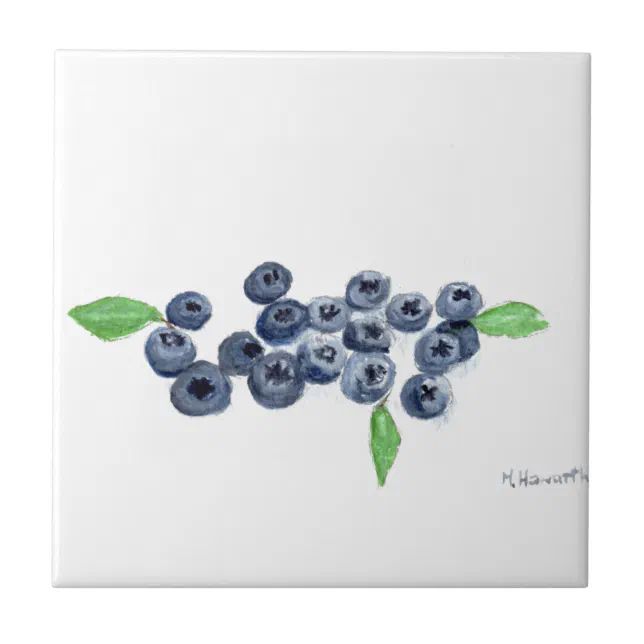 Blueberries fruits kitchen decor ceramic tile | Zazzle
