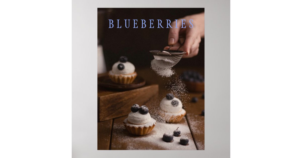 Blueberries Kitchen Art Poster | Zazzle