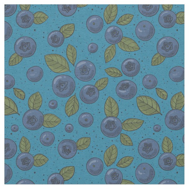 Cute Blueberries Fruit Kids Fabric | Zazzle