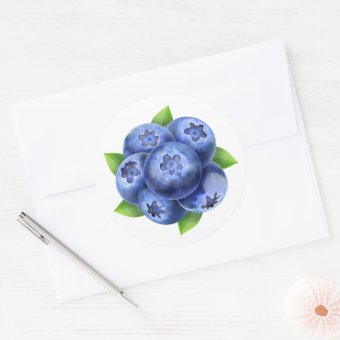 Blueberries round composition classic round sticker | Zazzle