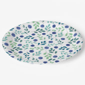 Blueberries with Green Leaves Pattern Paper Plates | Zazzle