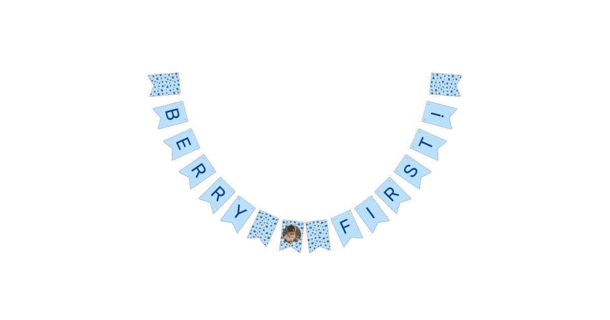 Blueberry 1st Birthday Berry First Photo Bunting Flags | Zazzle