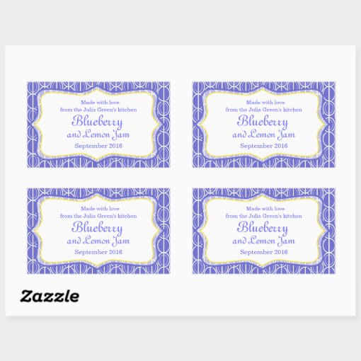 Blueberry and lemon jam blue food label sticker | Zazzle