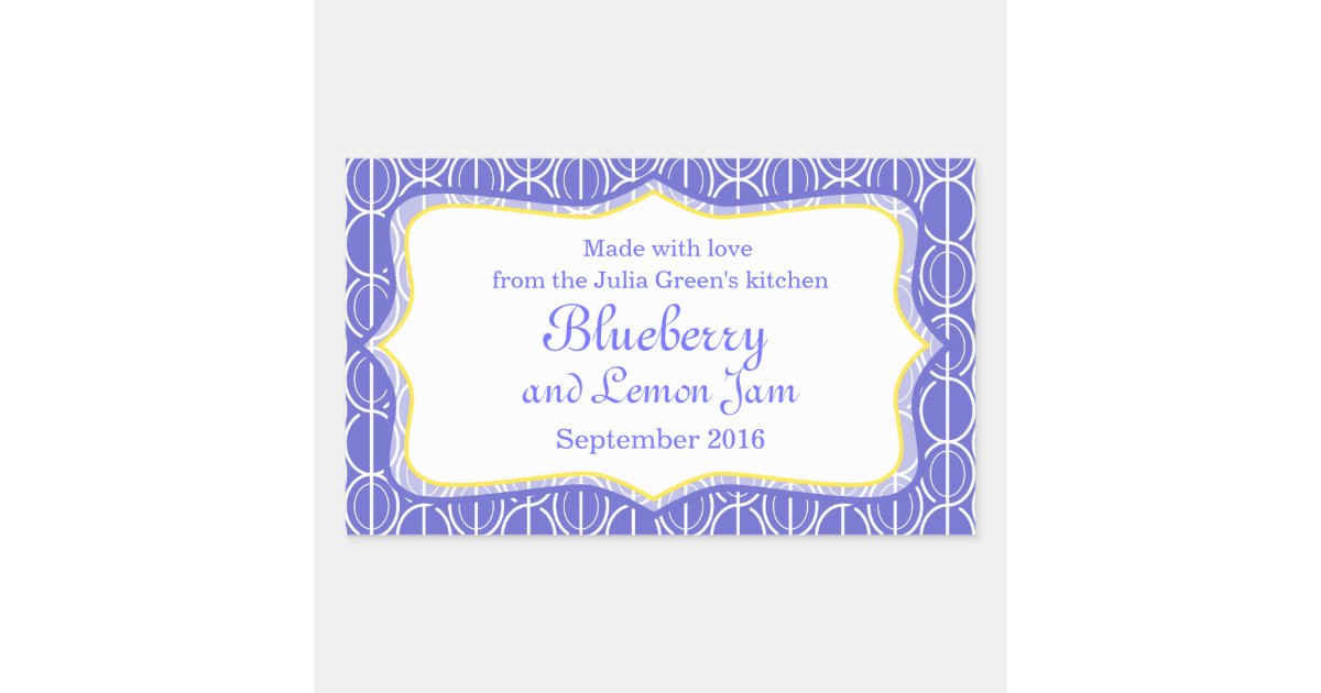 Blueberry and lemon jam blue food label sticker | Zazzle