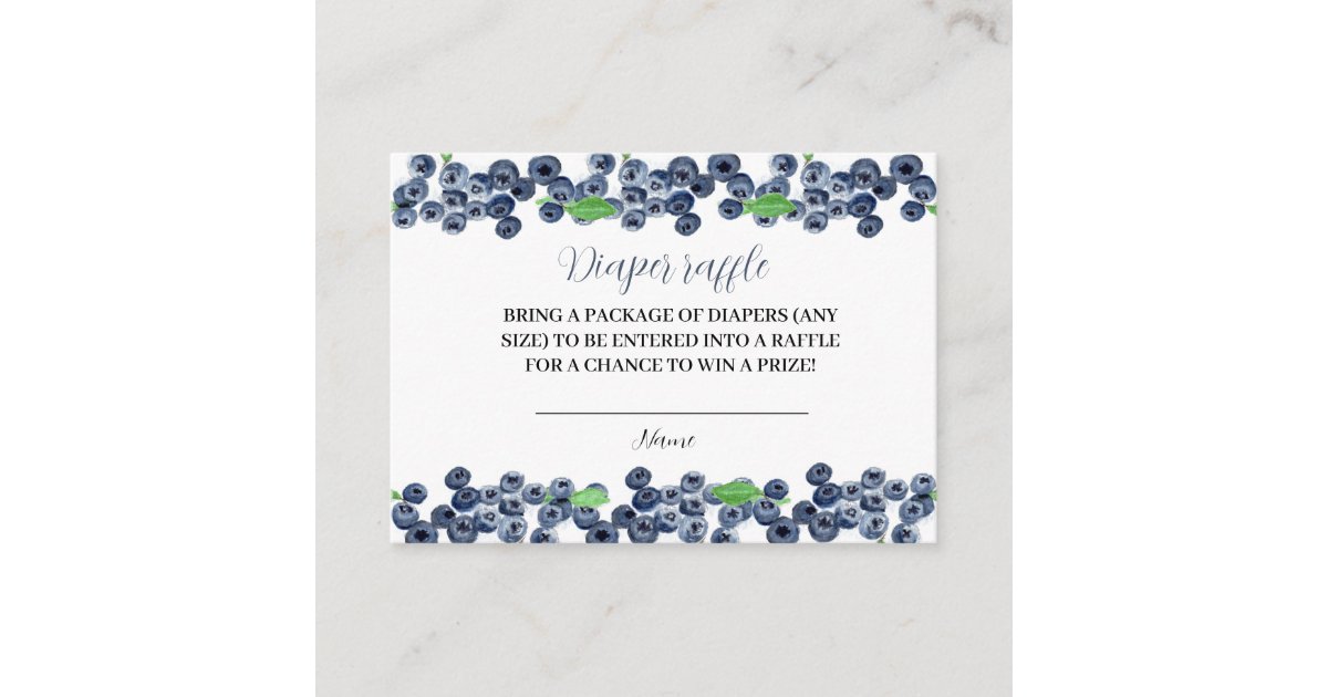 Blueberry Baby Shower Diaper Raffle Berry Sweet Enclosure Card | Zazzle