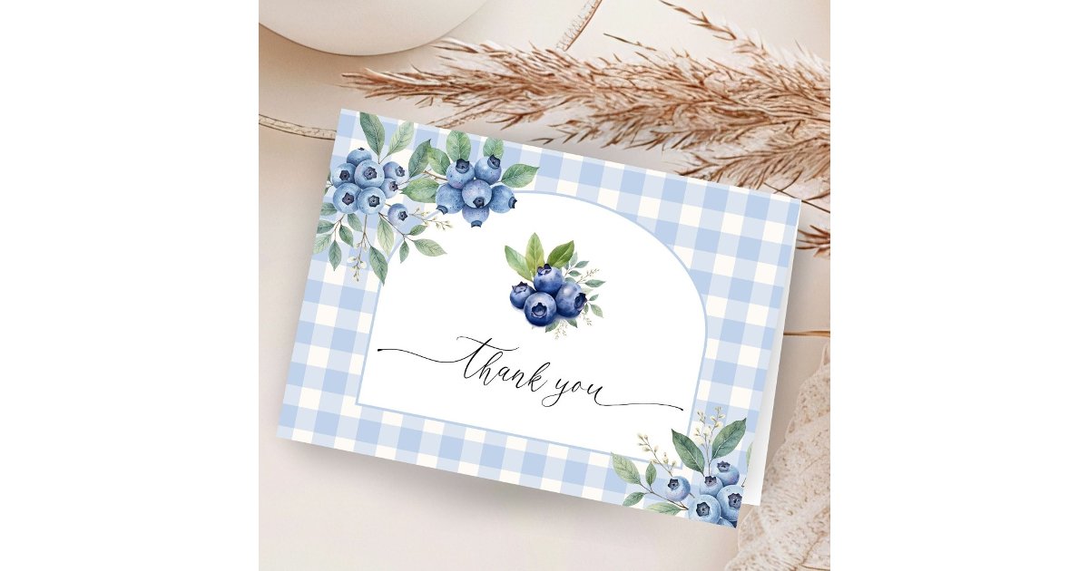BlueBerry Baby Shower Folded Thank You Cards | Zazzle