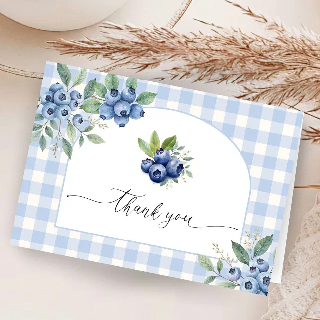 BlueBerry Baby Shower Folded Thank You Cards | Zazzle