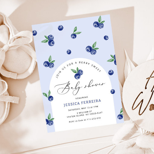 Blueberry Berry sweet baby shower Invitation | Zazzle