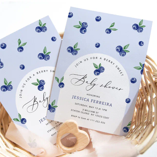 Blueberry Berry sweet baby shower Invitation | Zazzle