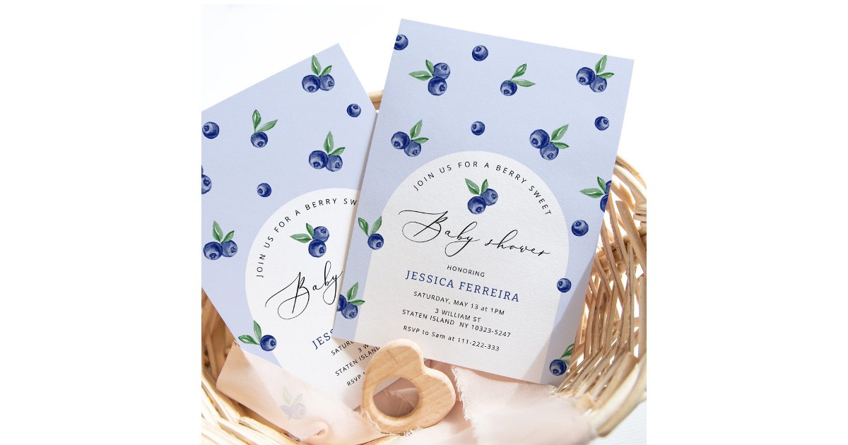 Blueberry Berry sweet baby shower Invitation | Zazzle