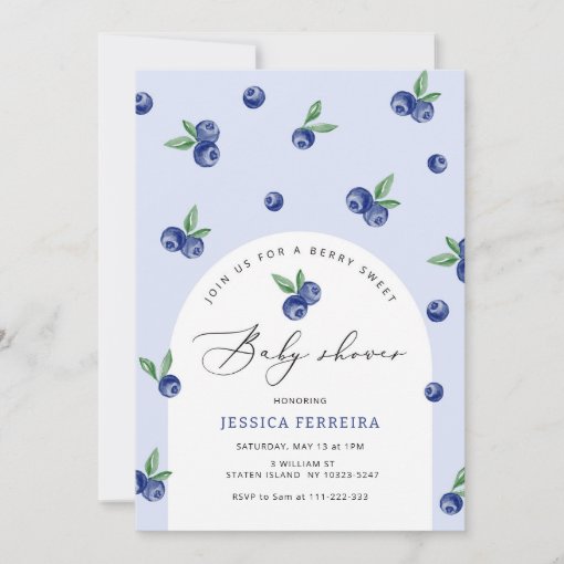 Blueberry Berry sweet baby shower Invitation | Zazzle