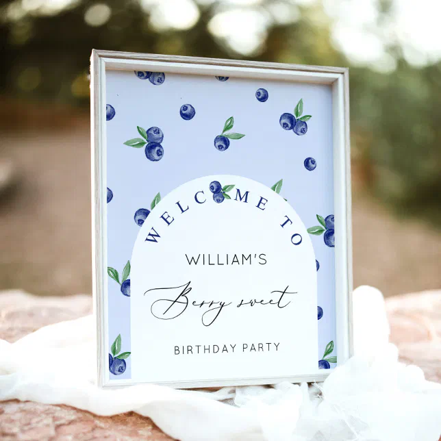 Blueberry Berry sweet birthday party welcome Poster | Zazzle