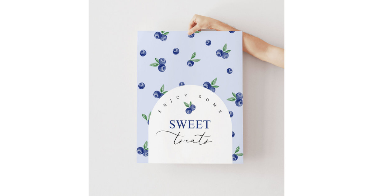 Blueberry berry sweet treats birthday party poster | Zazzle