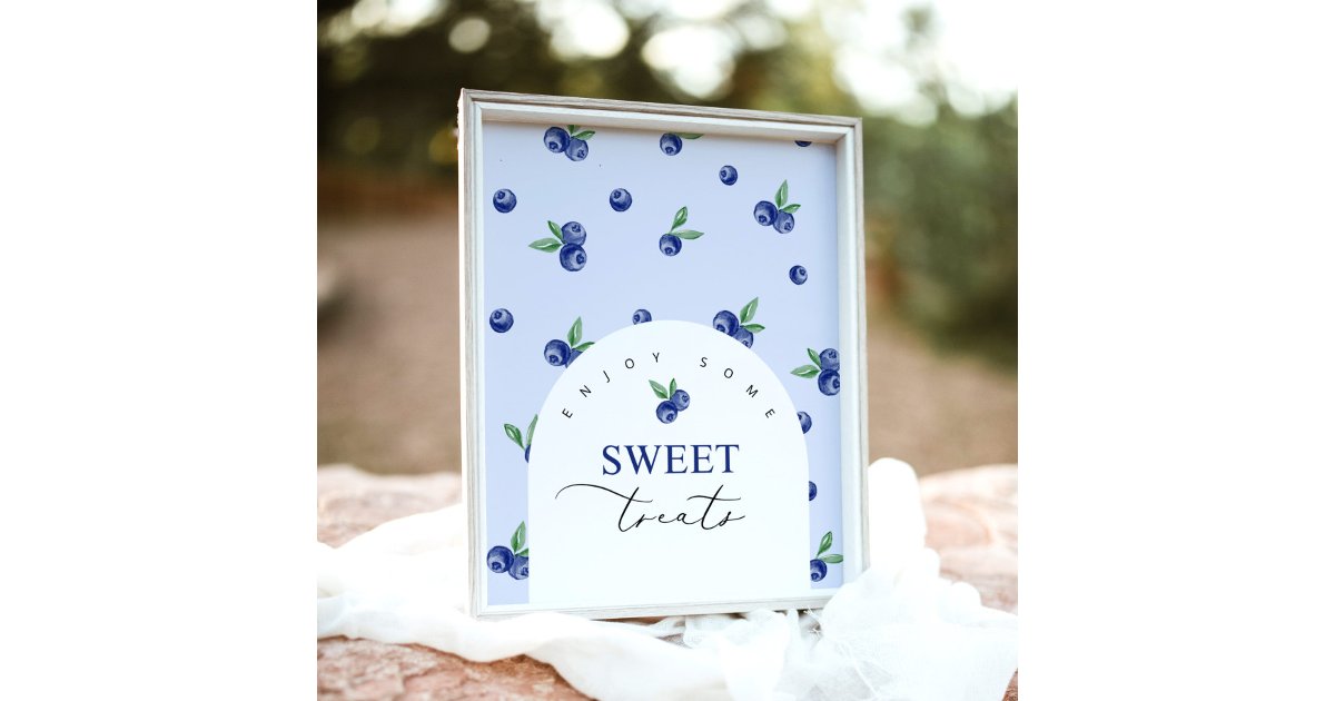 Blueberry berry sweet treats birthday party poster | Zazzle