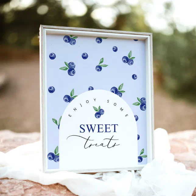 Blueberry berry sweet treats birthday party poster | Zazzle