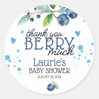Blueberry Berry Thank You Berry Much Classic Round Sticker | Zazzle