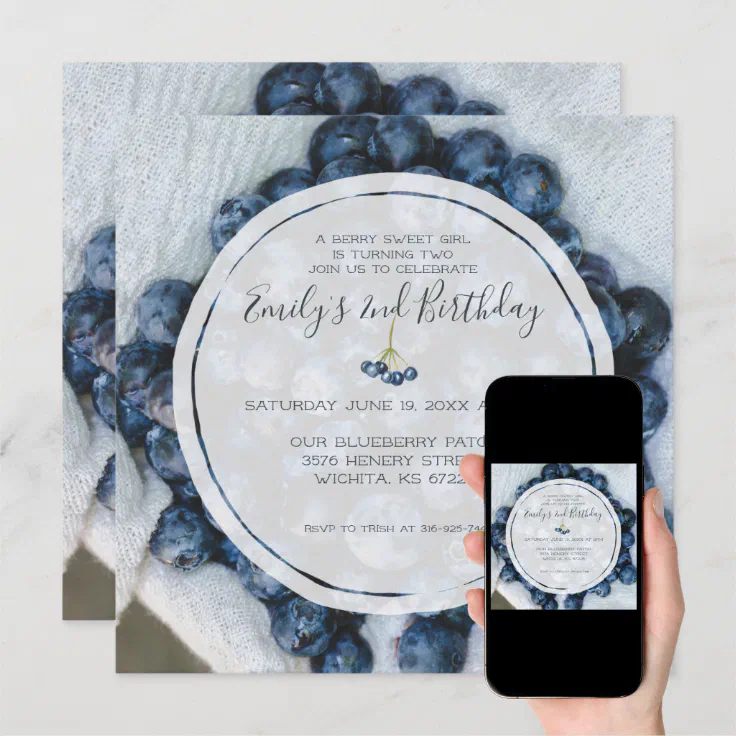 Blueberry Birthday Party Invitation | Zazzle