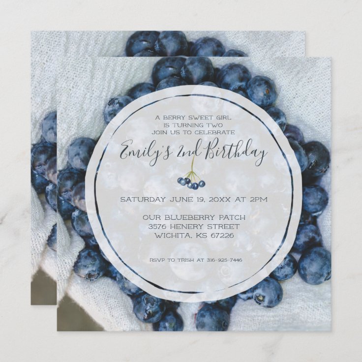 Blueberry Birthday Party Invitation | Zazzle