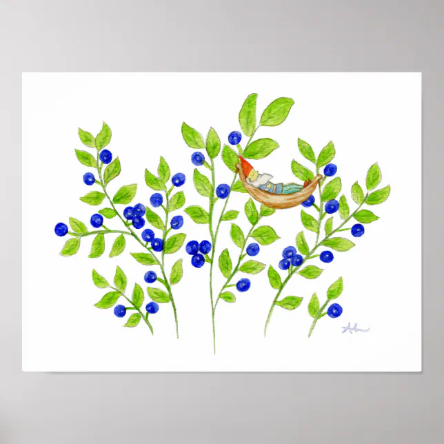 Blueberry Bush Gnome art print | Zazzle
