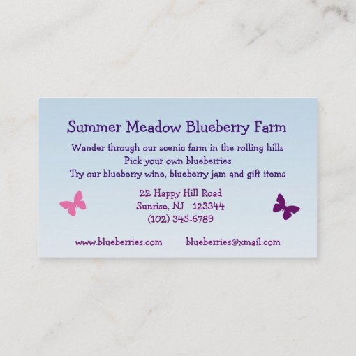 Blueberry Farm Business Card | Zazzle