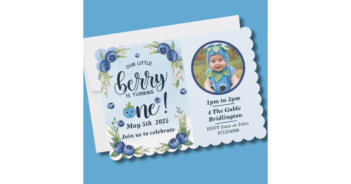 Blueberry first birthday Boys 1st party Invitation | Zazzle
