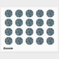 Blueberry garden, blue and gray classic round sticker | Zazzle