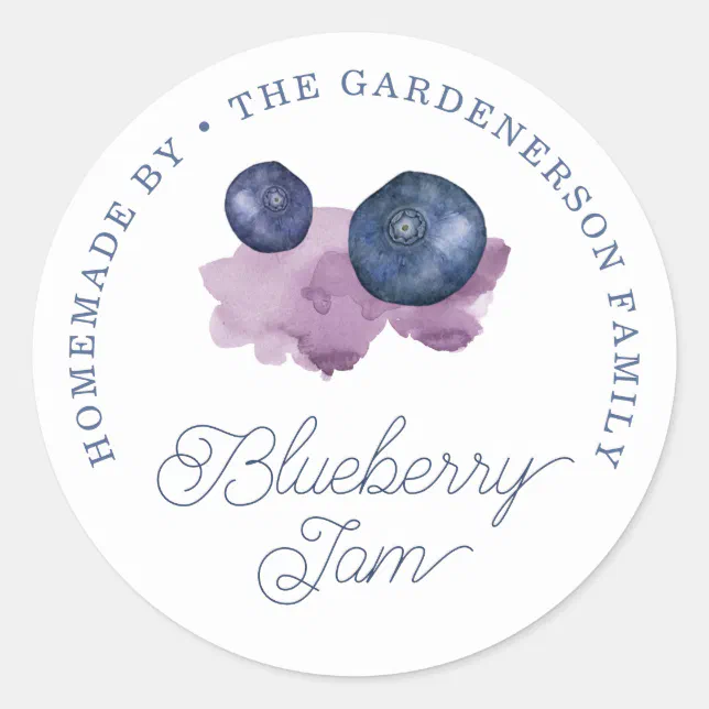 Blueberry Jam Classic Round Sticker | Zazzle