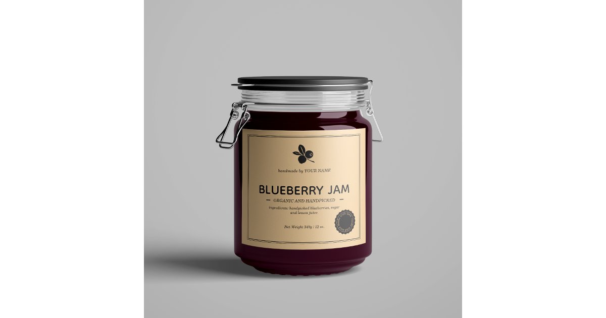 Blueberry Jam Jar Label Packaging Design | Zazzle