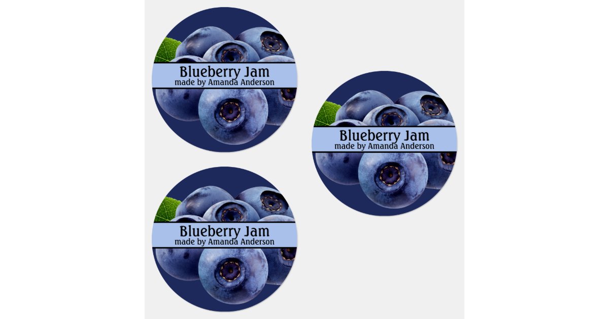Blueberry Jam Modern Circle Labels | Zazzle