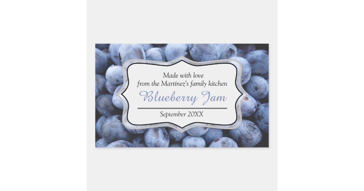 Blueberry jam preserve blue label sticker | Zazzle