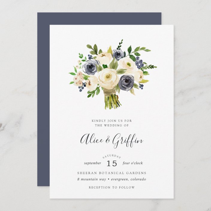Blueberry Lane Bouquet Wedding Invitation | Zazzle.com