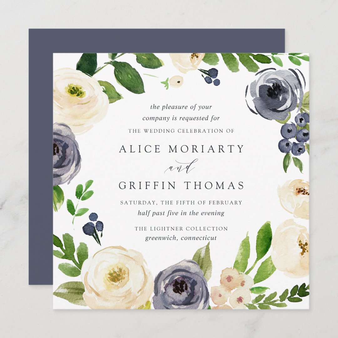 Blueberry Lane Square Wedding Invitation | Zazzle