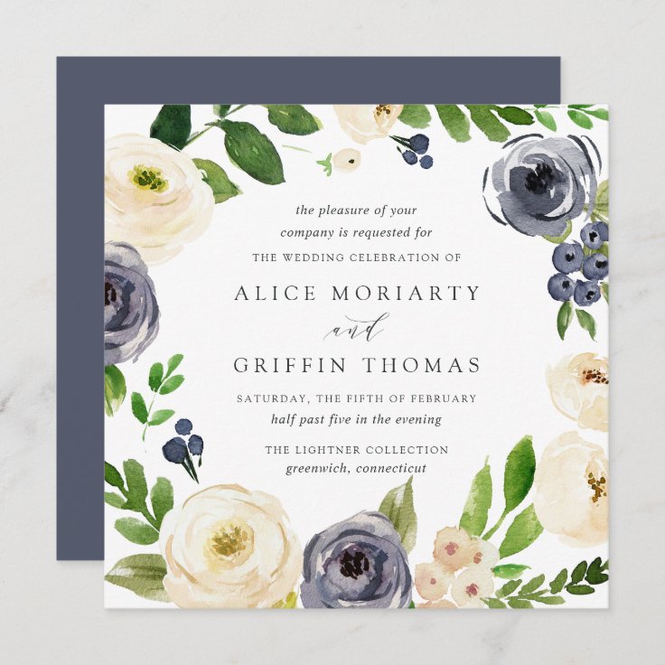 Blueberry Lane Square Wedding Invitation | Zazzle