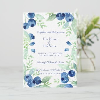 Blueberry Midsummer Rustic Berry Wedding Invitation | Zazzle